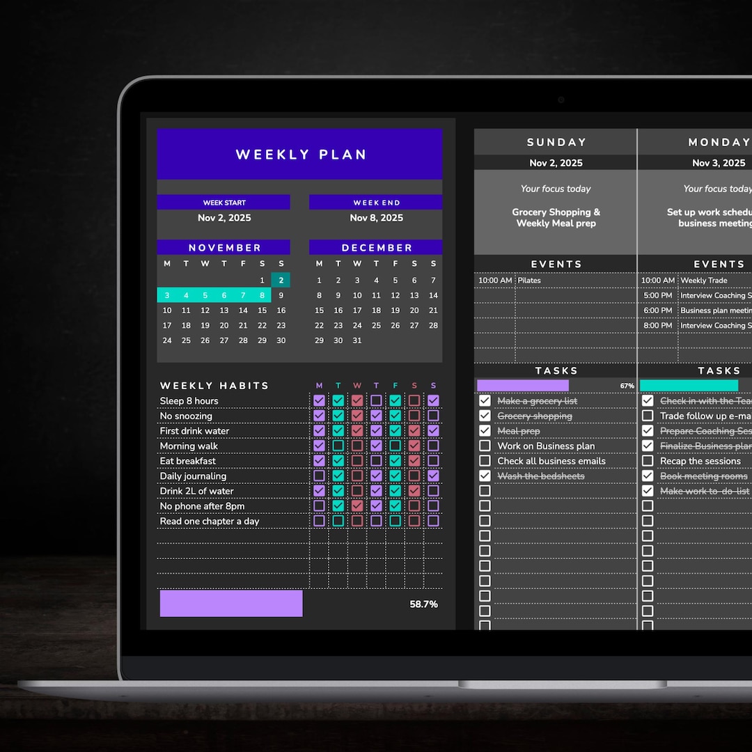 Google Sheets Weekly Planner | ADHD Weekly Planner Digital Weekly ...