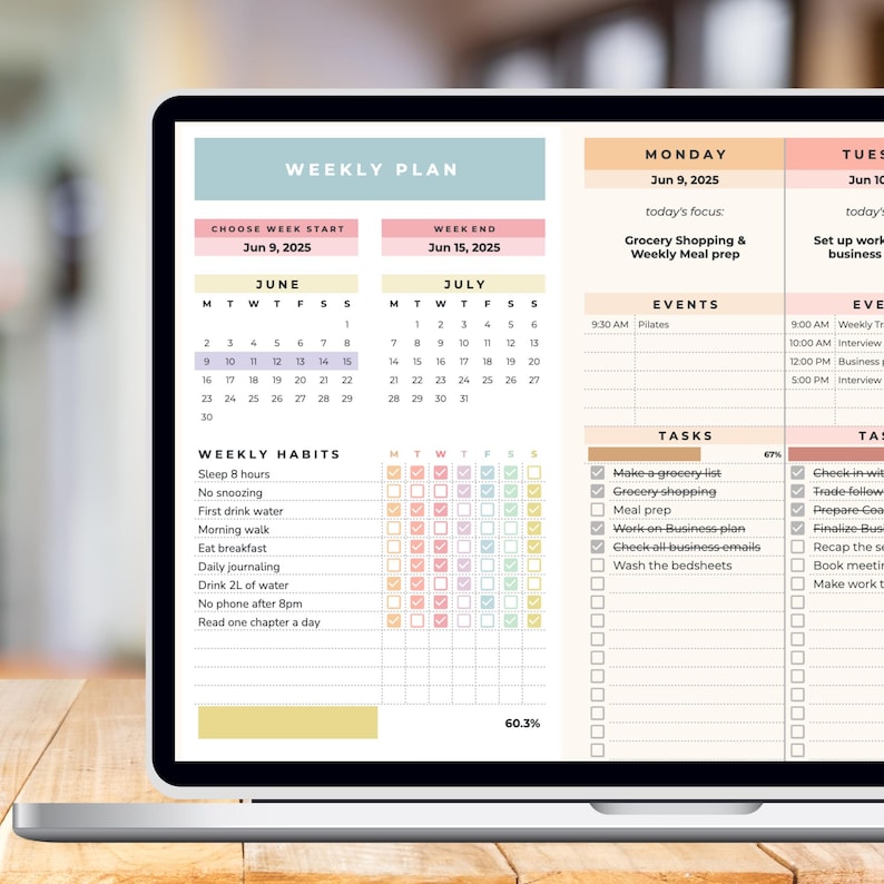 Weekly Planner Google Sheets | ADHD Planner & Productivity Tracker ...