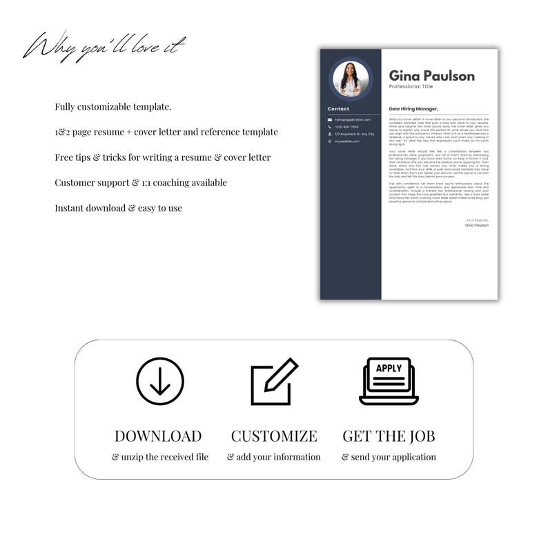Navy Blue Resume Template: CV, Cover Letter, References (ats-friendly ...