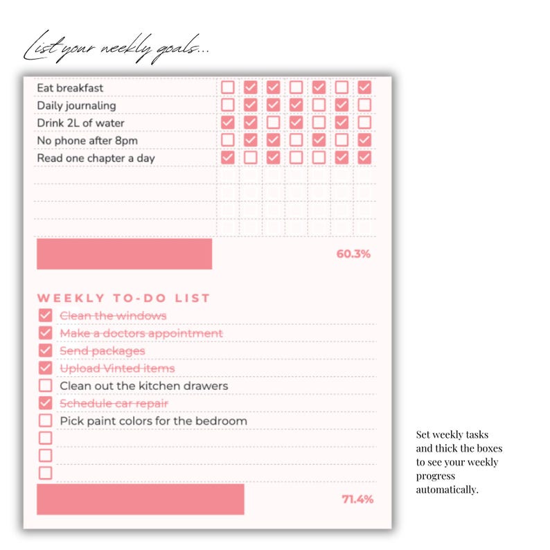 Weekly Planner Google Sheets Template: Pink Feminine Productivity, to ...
