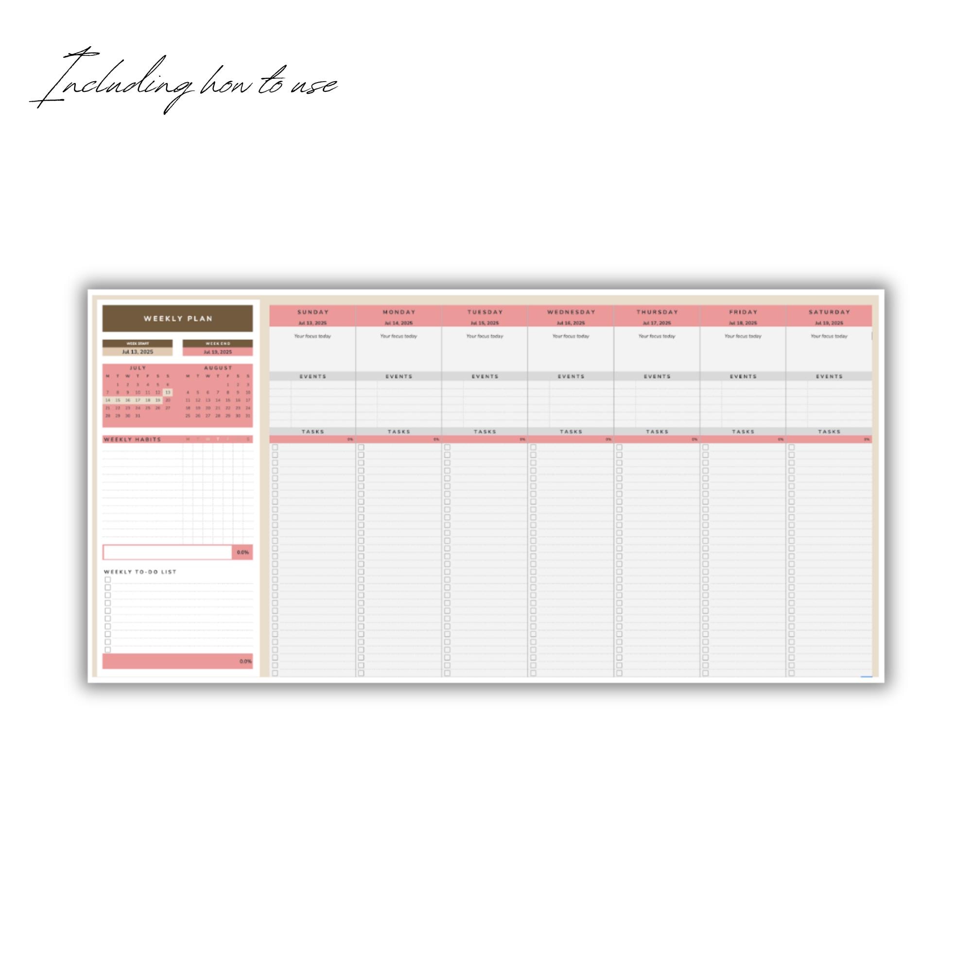 Google Sheets Weekly Planner | ADHD Weekly Planner Digital Weekly ...