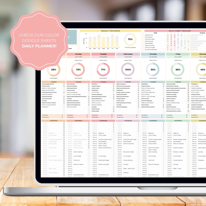 Monthly Planner Google Sheets | Productivity Spreadsheet | ADHD to Do ...