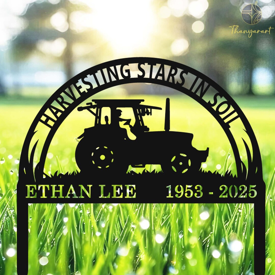 Farmer Loss,tractor Sympathy Stake,personalized Tractor Memorial Metal ...
