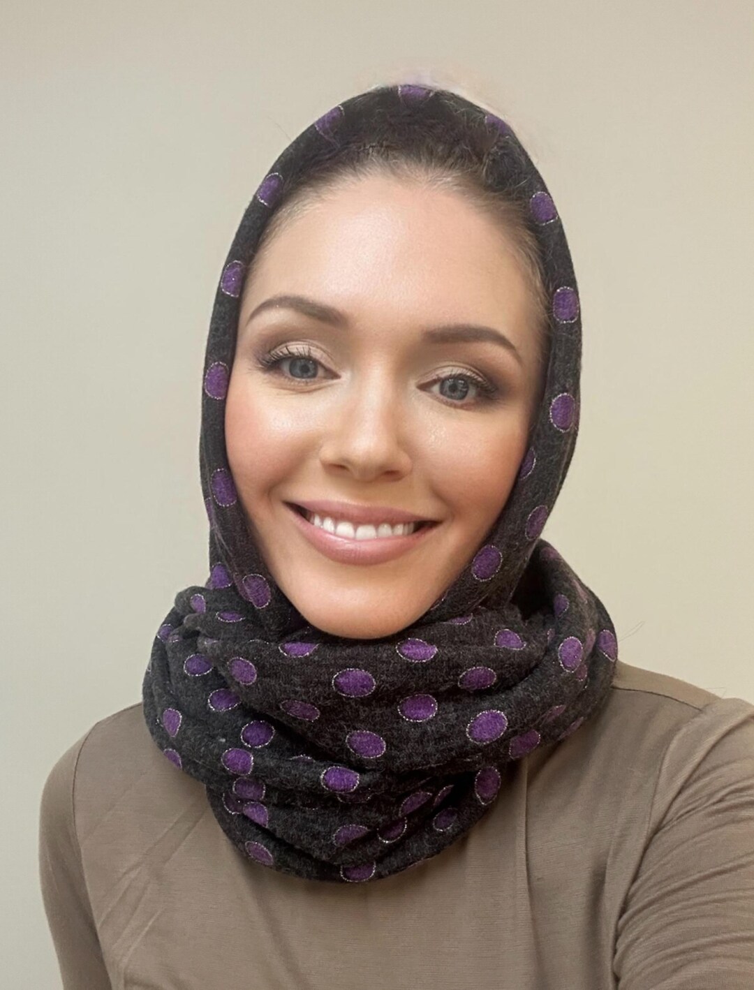 LOOMÉ Soft Polka Dots Angora Women's SNOOD, Scarf, Headcover, Hat ...