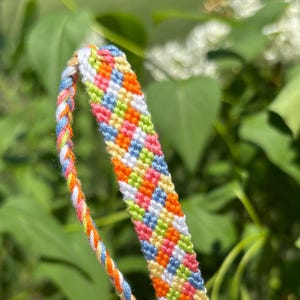 Friendship Bracelet With Pastel Interwoven/square Pattern - Etsy