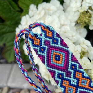 Friendship Bracelet in Bold Colors With Diamond and Flame Pattern - Etsy