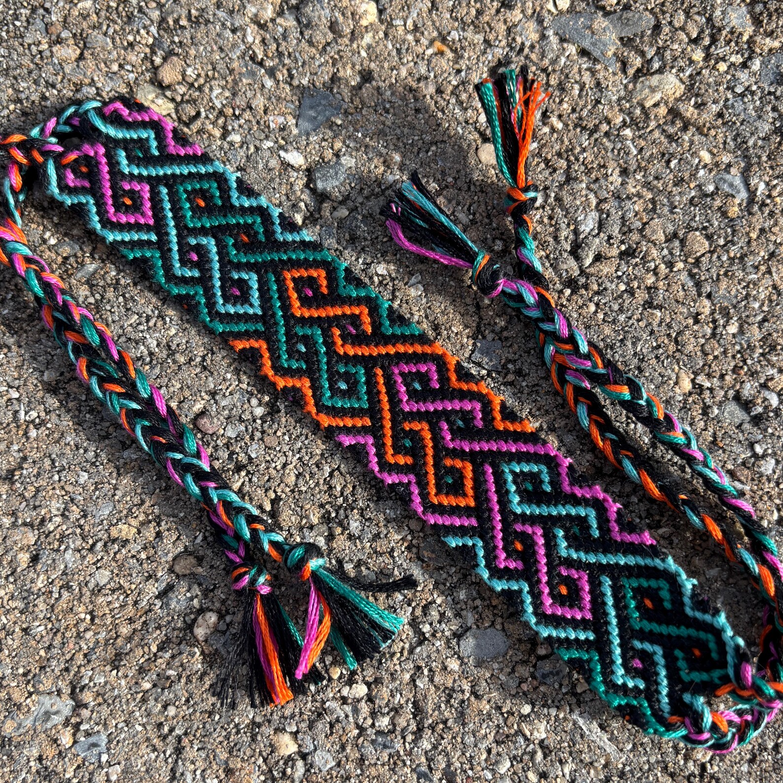 Wide Friendship Bracelet - Twisting Diamond Flame Pattern - Etsy
