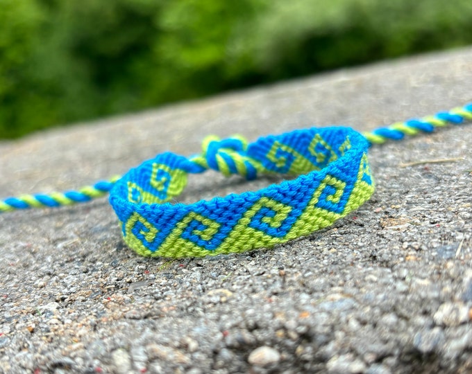 Greek Wave Friendship Bracelet in Blue and Green - Etsy