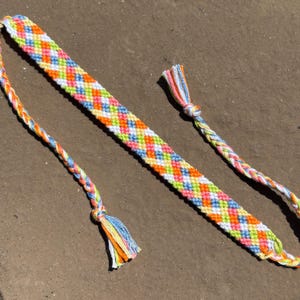Friendship Bracelet With Pastel Interwoven/square Pattern - Etsy