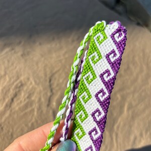 Greek Wave Friendship Bracelet in Purple, Green, & White - Etsy