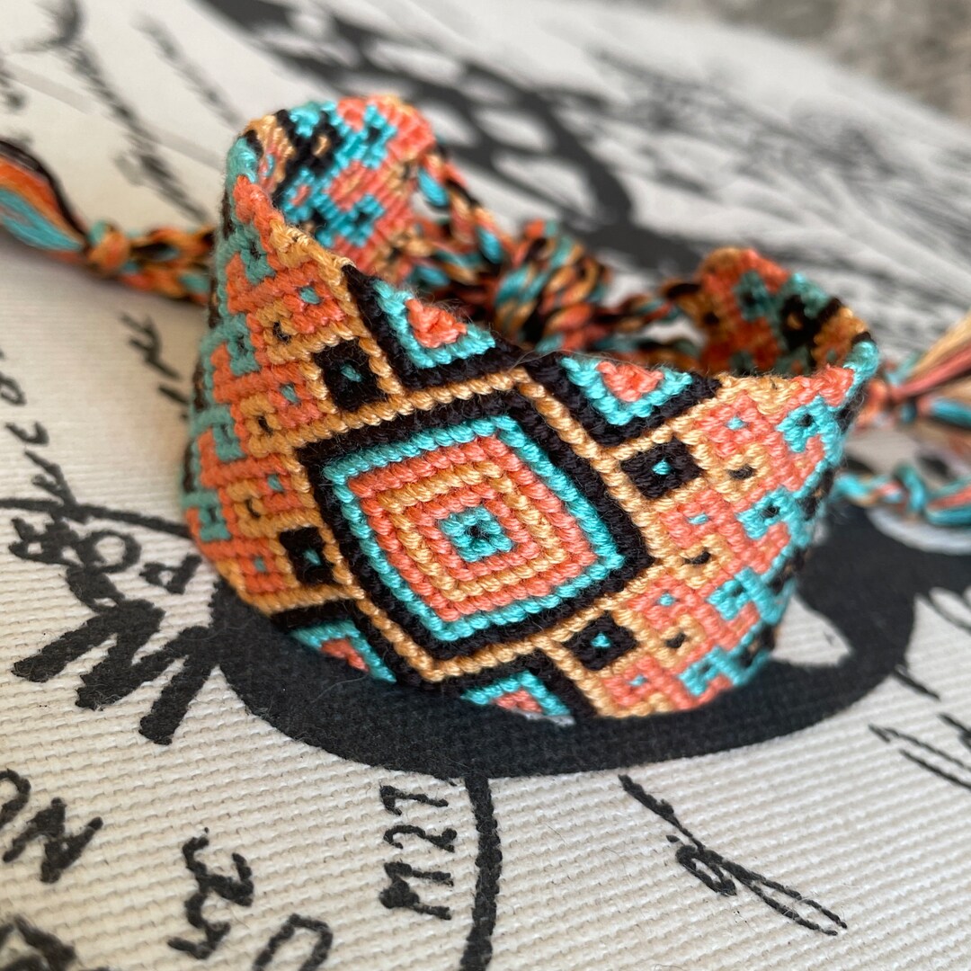 Extra Wide Friendship Bracelet With Large Diamond Center - Etsy