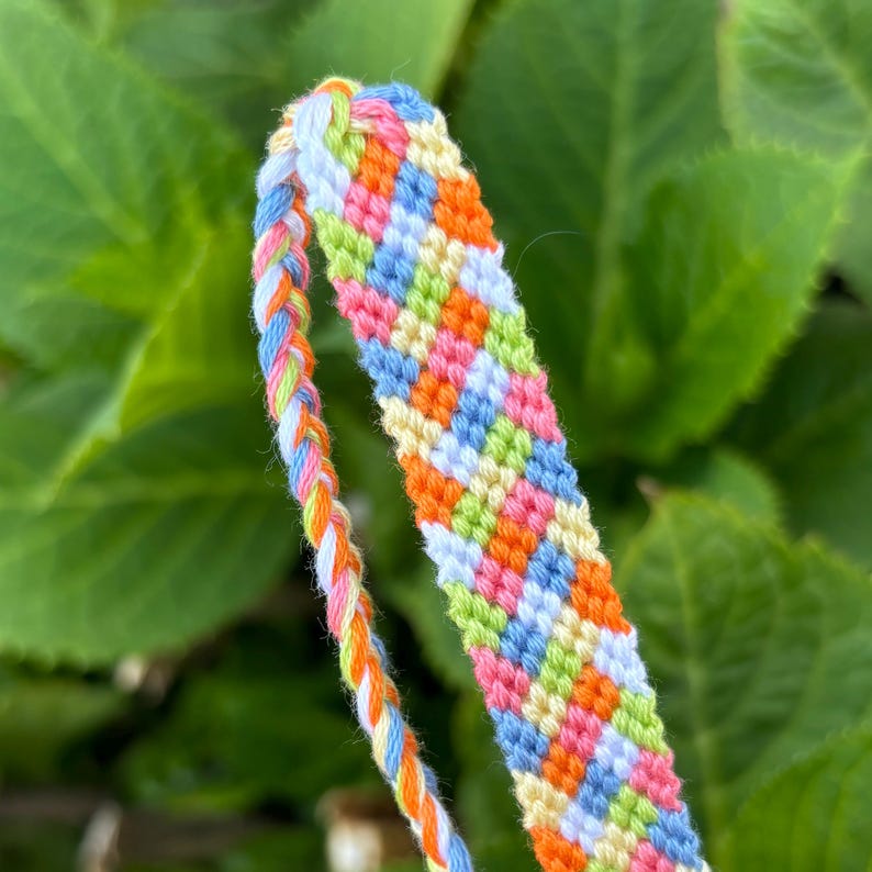 Friendship Bracelet With Pastel Interwoven/square Pattern - Etsy
