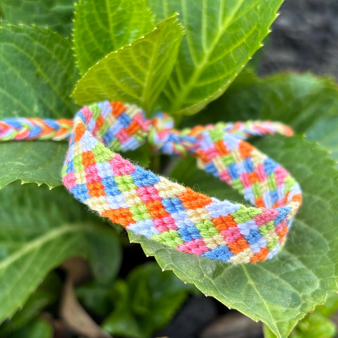 Friendship Bracelet With Pastel Interwoven/square Pattern - Etsy