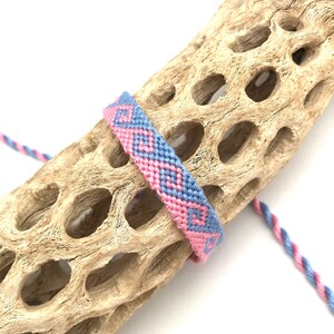 Greek Wave Friendship Bracelet Pink and Blue Handmade Macrame Jewelry ...