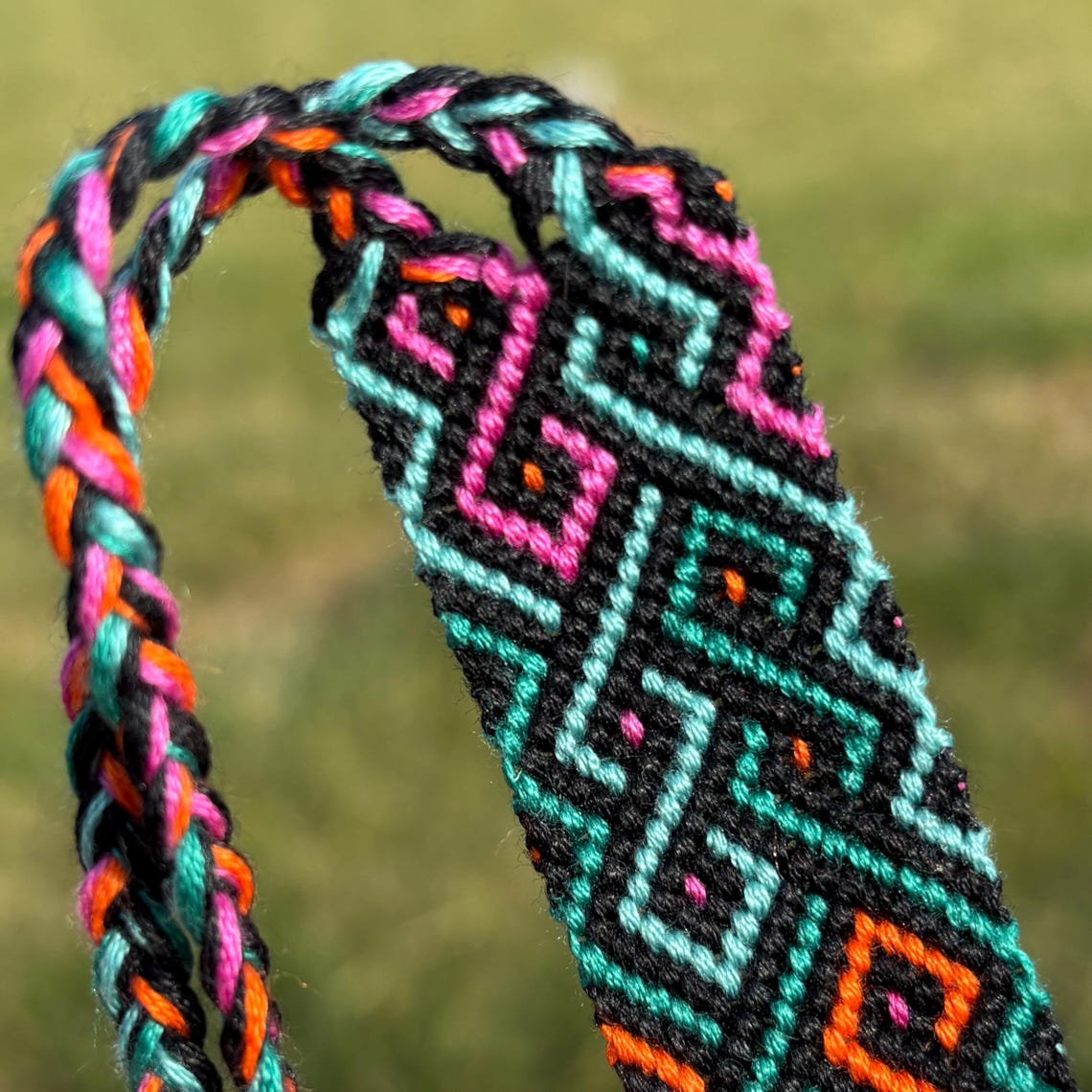 Wide Friendship Bracelet - Twisting Diamond Flame Pattern - Etsy