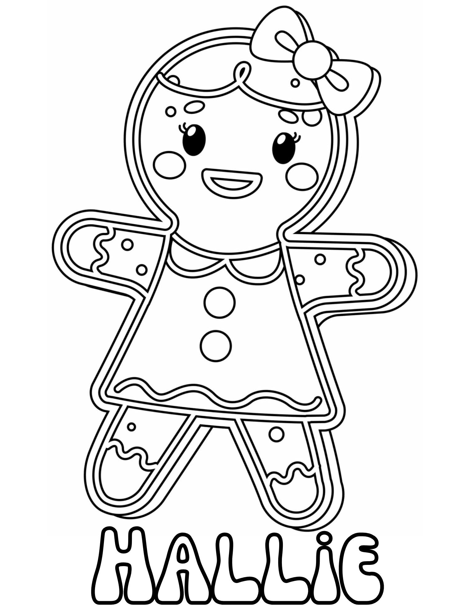 Girl Gingerbread Personalized Coloring Page- Editable in Canva - Etsy