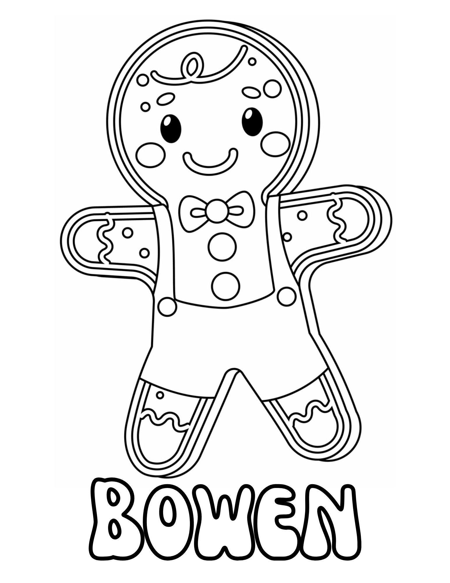 Boy Gingerbread Coloring Sheets PERSONALIZED- Editable in Canva - Etsy
