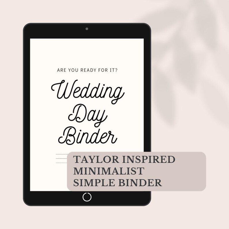 Taylor Swift Inspired Minimalist Simple Wedding Day Binder- PDF ...