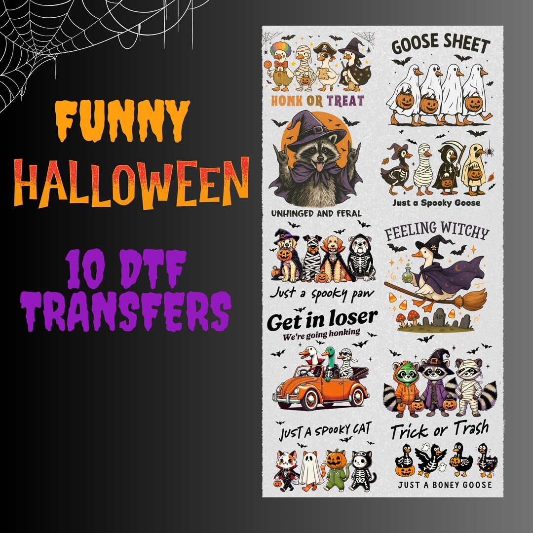 Funny Halloween DTF Transfers: Spooky Season Heat Press Bundle - Etsy
