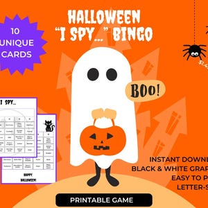 Halloween 'I Spy...' Printable Bingo Cards - Black and White - Etsy