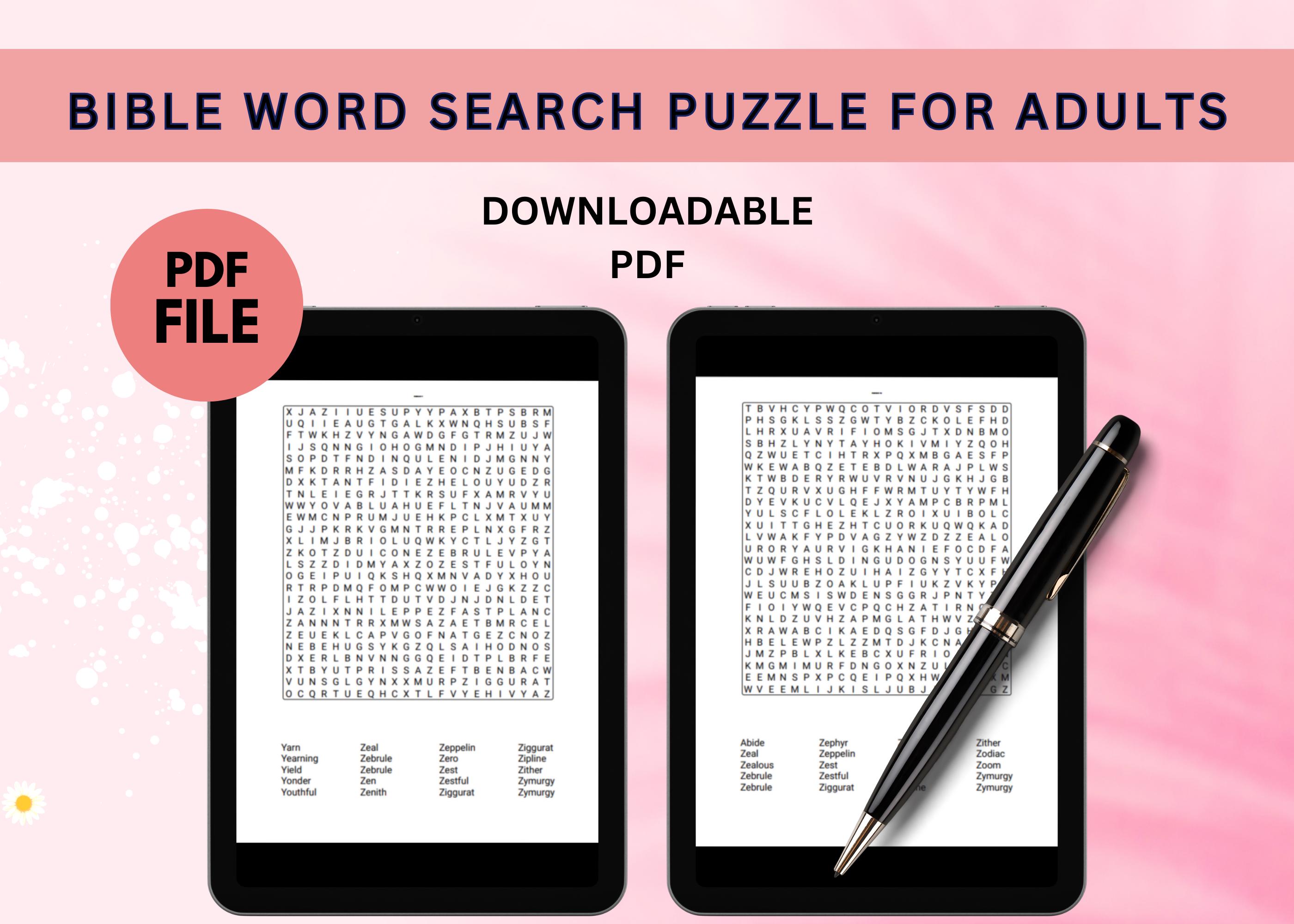Bible Word Search Puzzle for Adults, Bible Word Search, Scripture ...