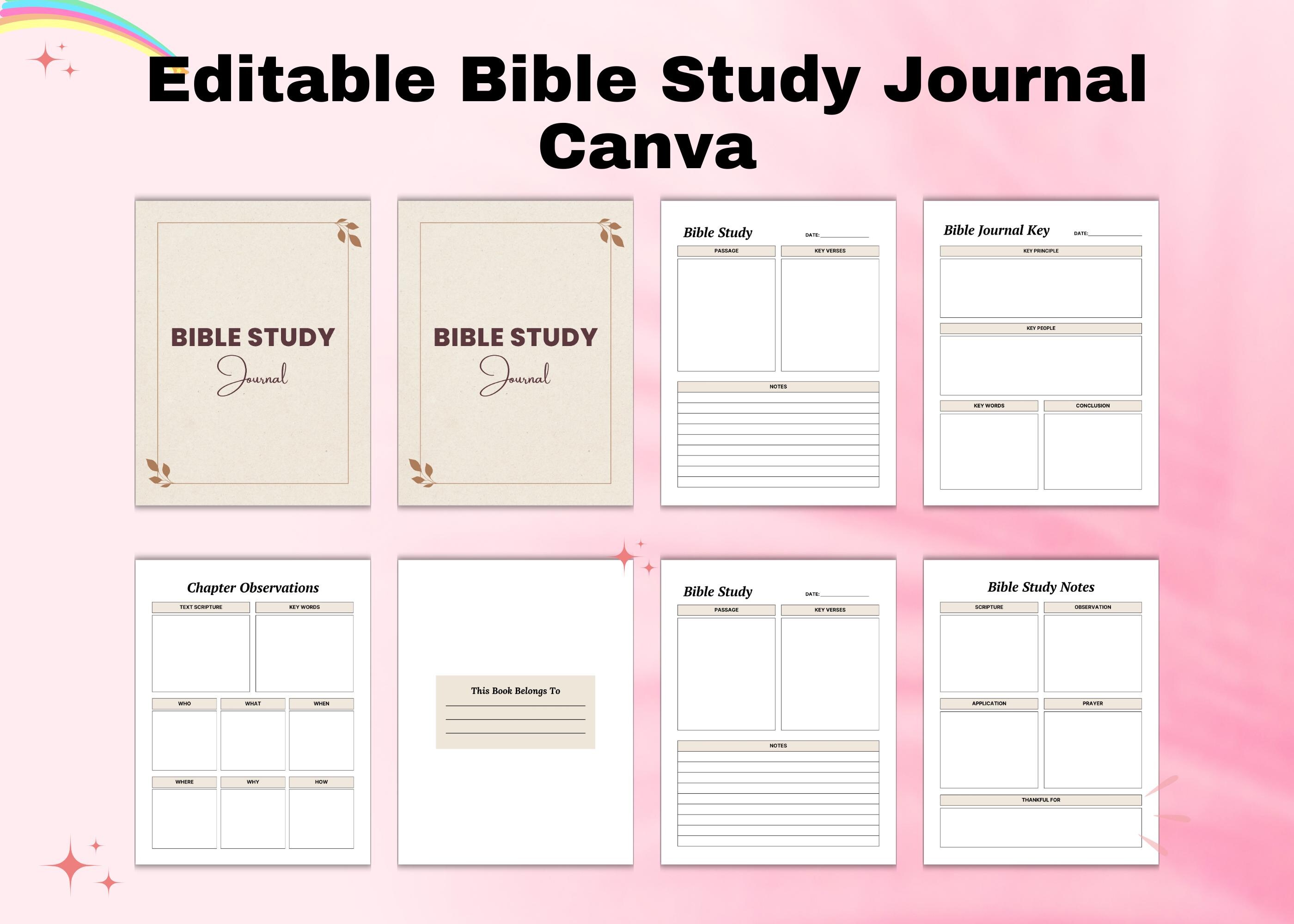 Editable Bible Study Journal Canva, Christian Digital Journal, Bible ...