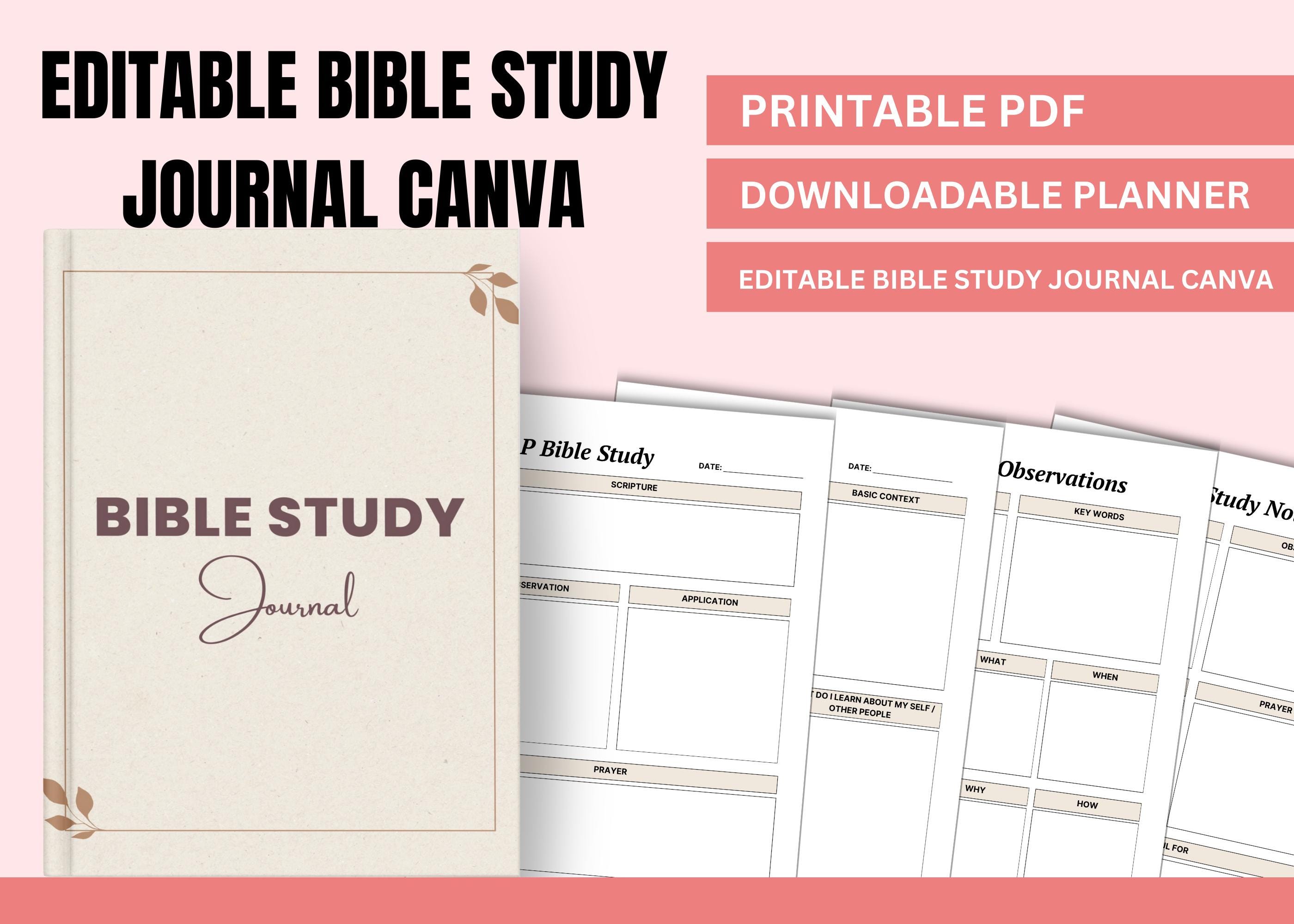 Editable Bible Study Journal Canva, Christian Digital Journal, Bible ...