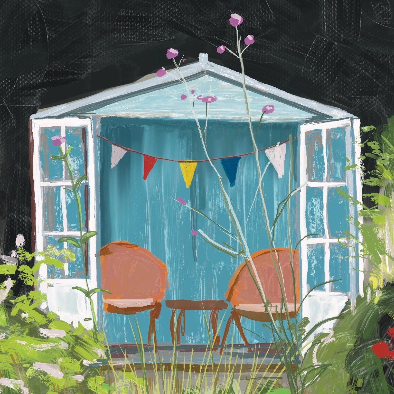The Summerhouse, Rustic Cottage Garden Print, Cottagecore Art, English ...