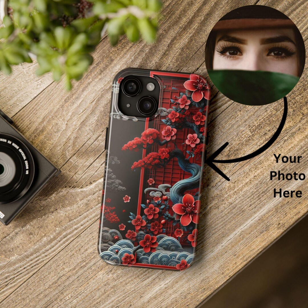 Elegant Japanese Art-inspired Floral Phone Case Cherry Blossom & Red ...