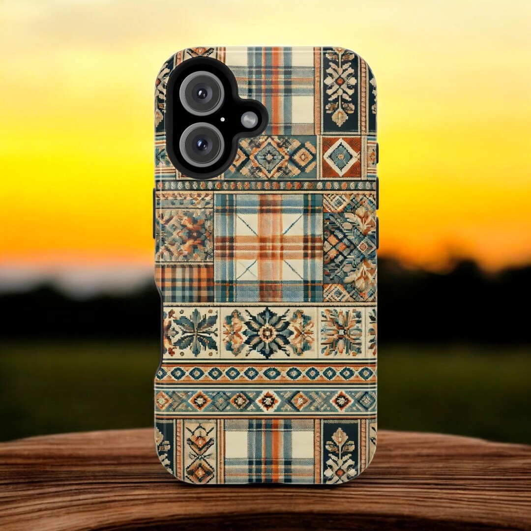 Vintage Patchwork Quilt Pattern Phone Case - Rustic Boho Design, iPhone ...