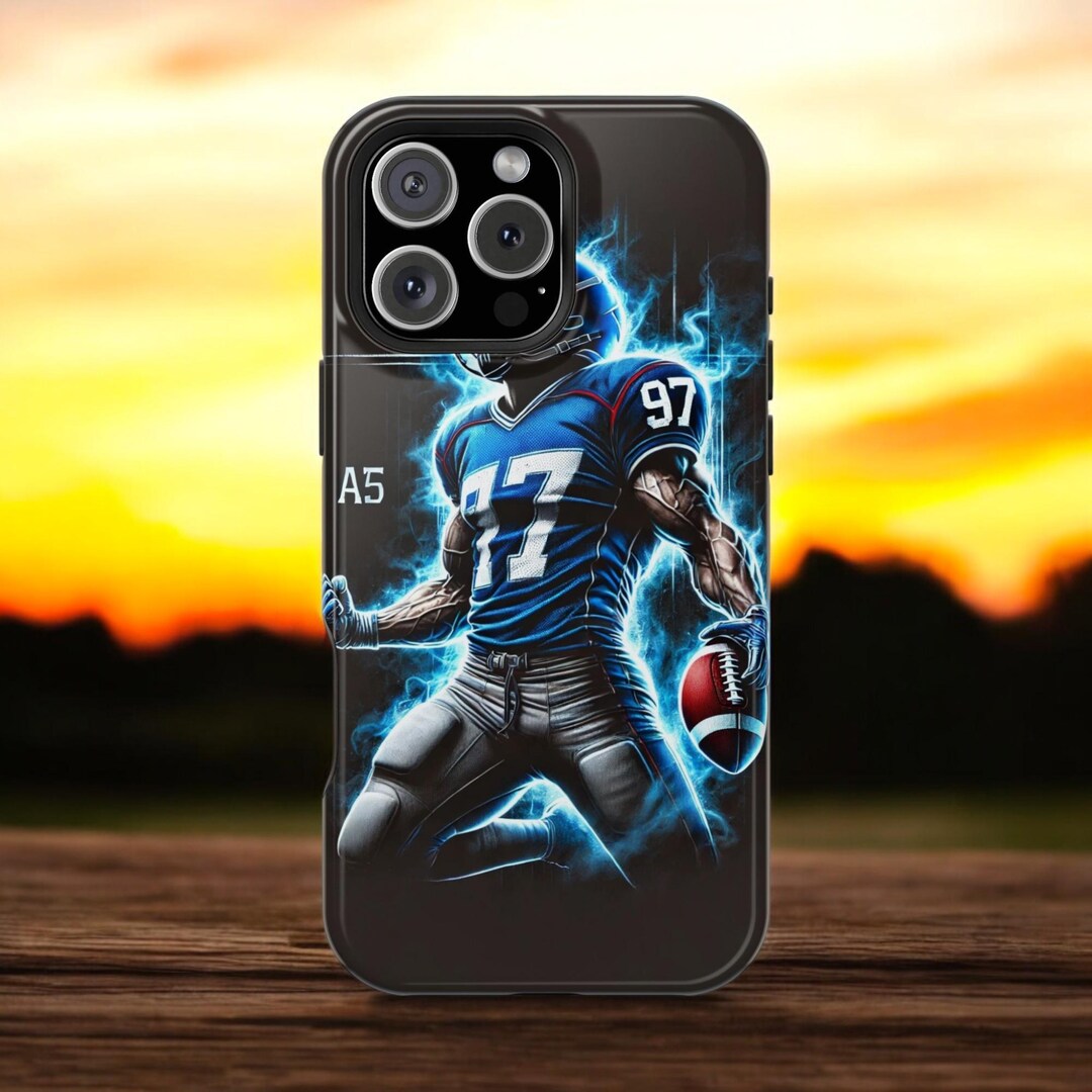 Electric Football Player Phone Case - Dynamic Lightning Sports Design ...