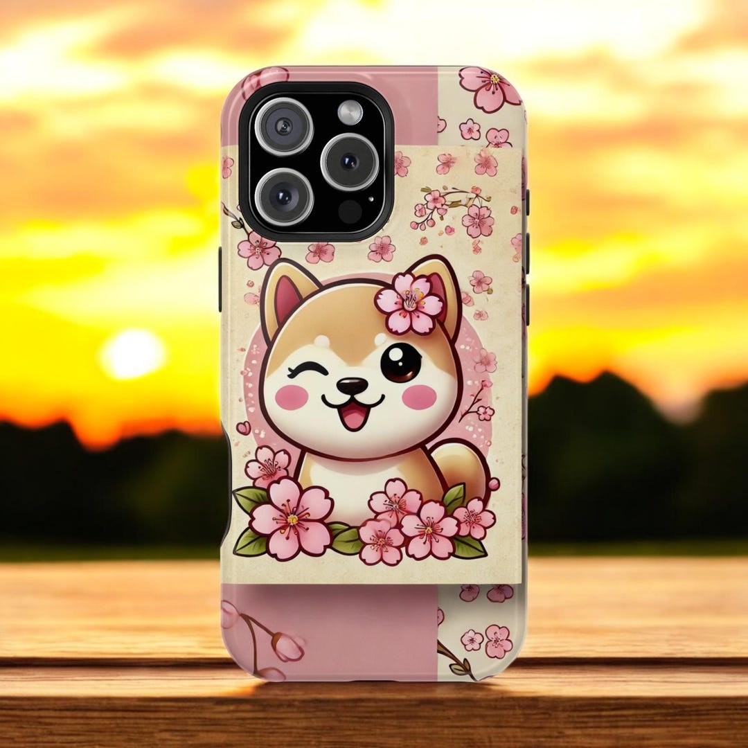 Kawaii Shiba Inu Phone Case | Cherry Blossom Dog iPhone Cover | Cute ...