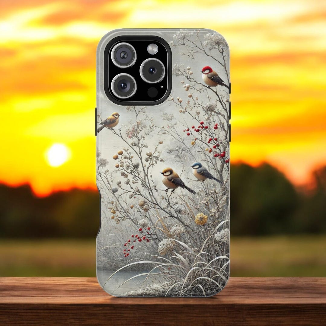 Winter Birds Phone Case Elegant Nature-inspired Design With Snowy Scene ...