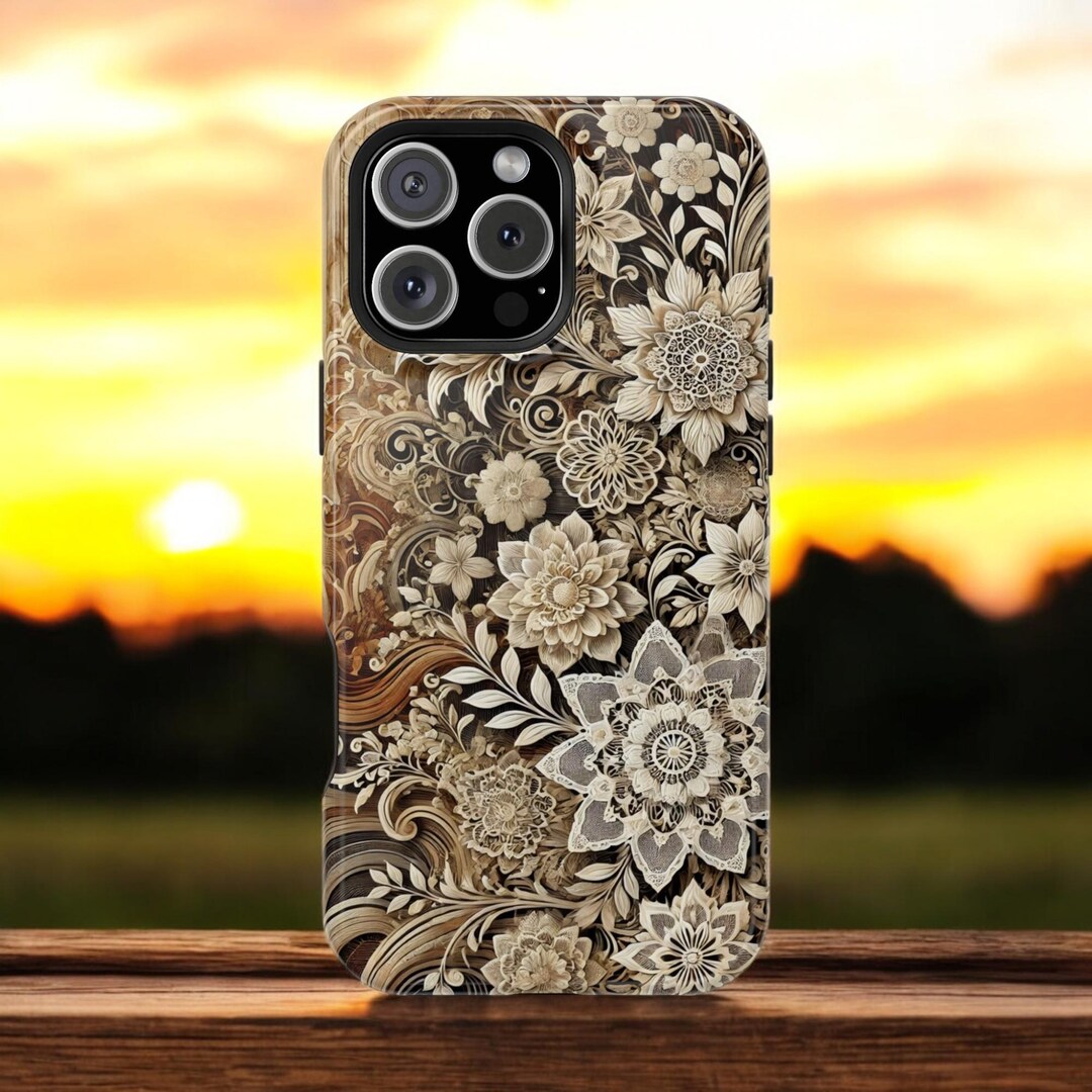 Vintage Floral Mandala Phone Case - Intricate Boho Design - Earthy ...