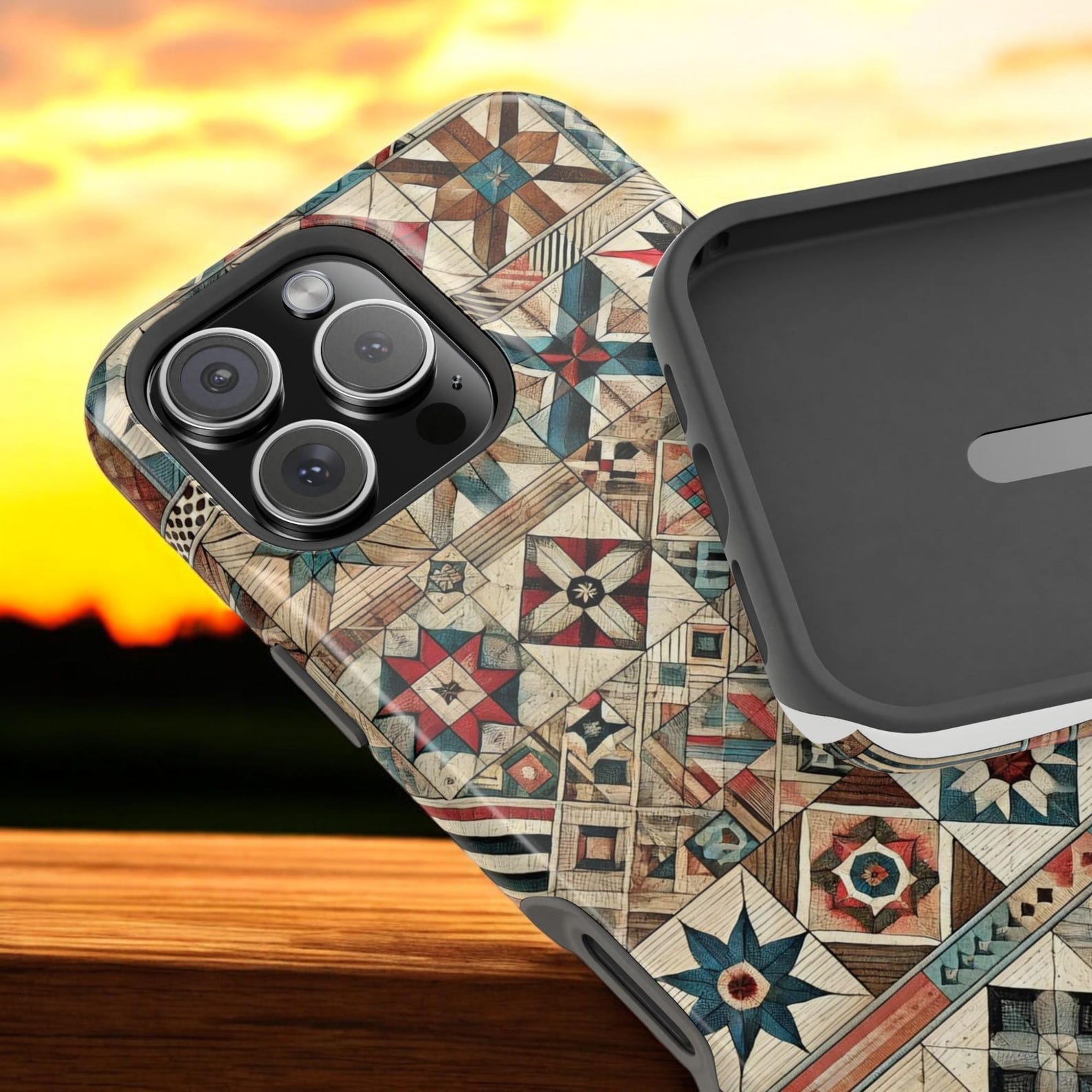 Vintage Quilt Pattern Phone Case, Rustic Phone Cover, iPhone Case Cover ...