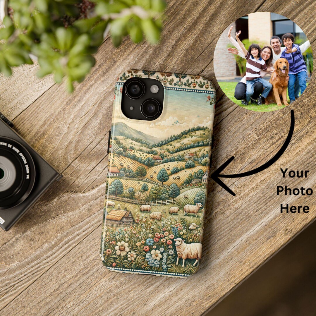 Pastoral Countryside Landscape Phone Case – Serene Hills and Sheep Farm ...