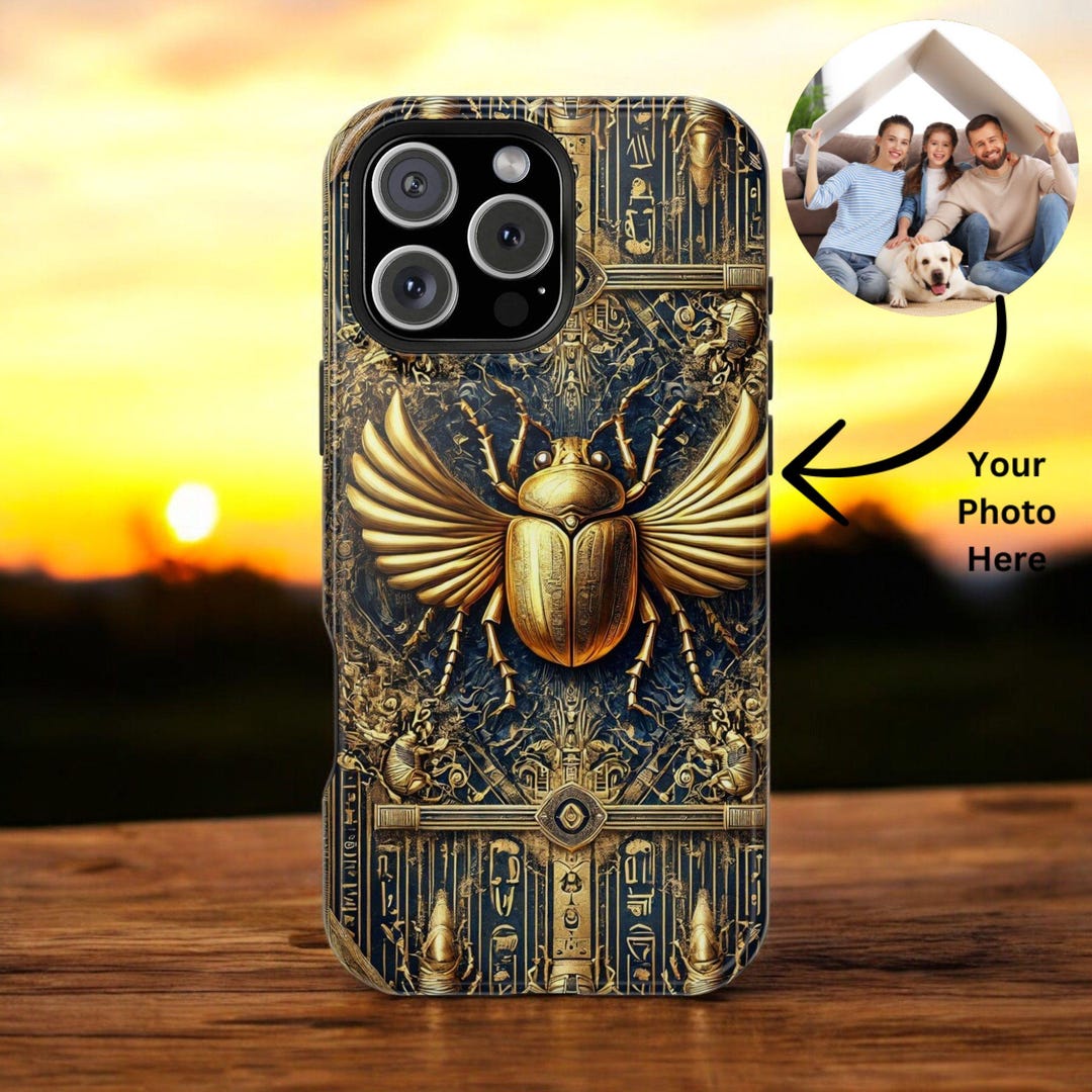Egyptian Scarab Phone Case - Gold Hieroglyphic Ancient Design ...