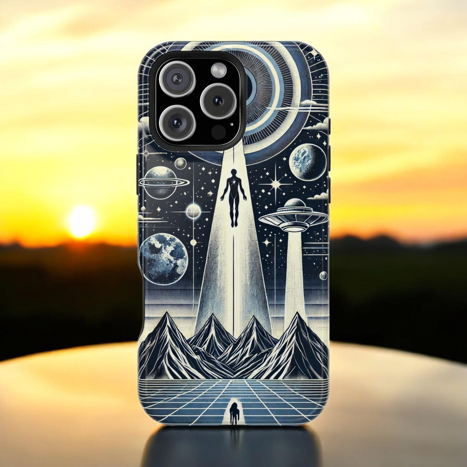 Alien Sci-fi Phone Case, Outer Space iPhone Cover, Futuristic UFO Phone ...