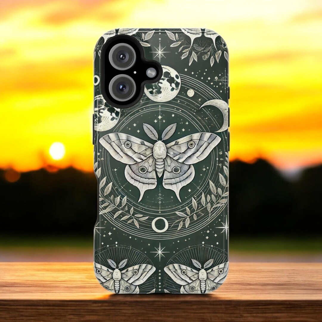Moth & Moon Phone Case - Mystical Night Sky Design With Celestial Art ...
