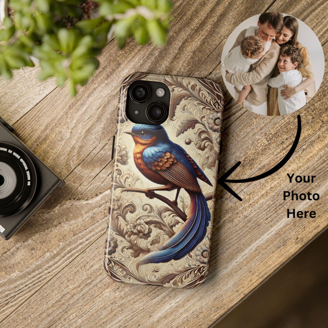 Vintage Bluebird Art Phone Case – Elegant Floral Background, iPhone ...