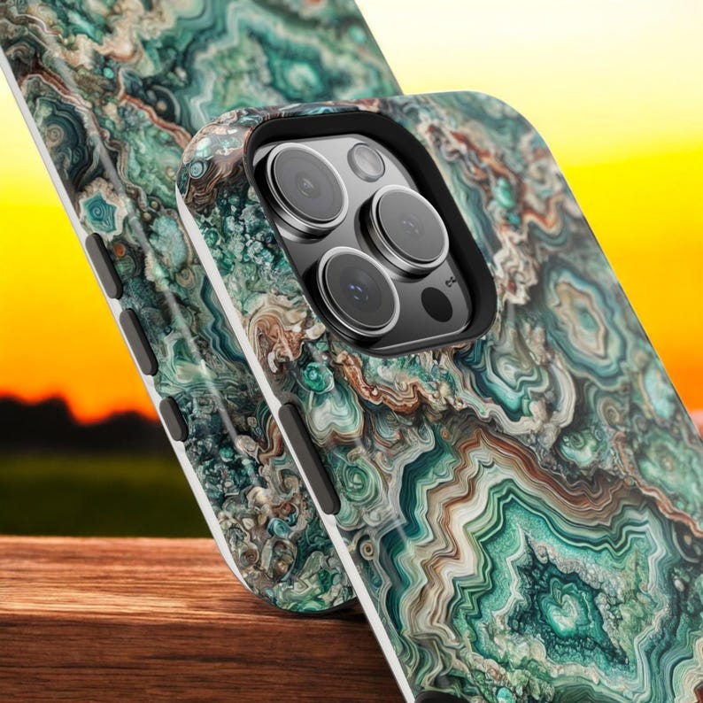 Agate Geode iPhone Case Unique Green Marble Stone Pattern Cover, iPhone ...