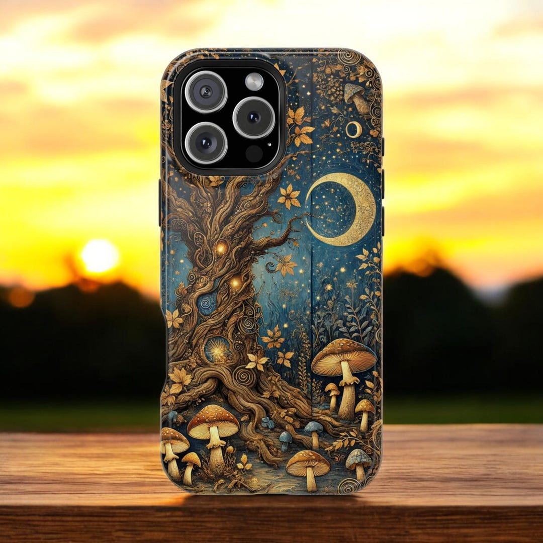 Mystical Forest Phone Case Enchanted Mushroom and Moon Design - Nature ...