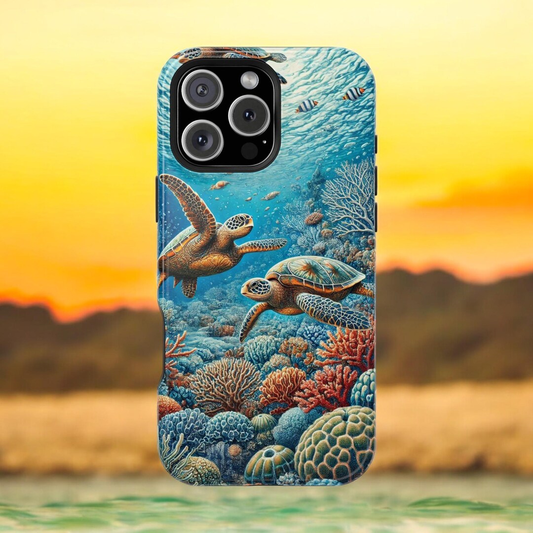 Sea Turtle Ocean Phone Case - Underwater Coral Reef Design - Marine ...