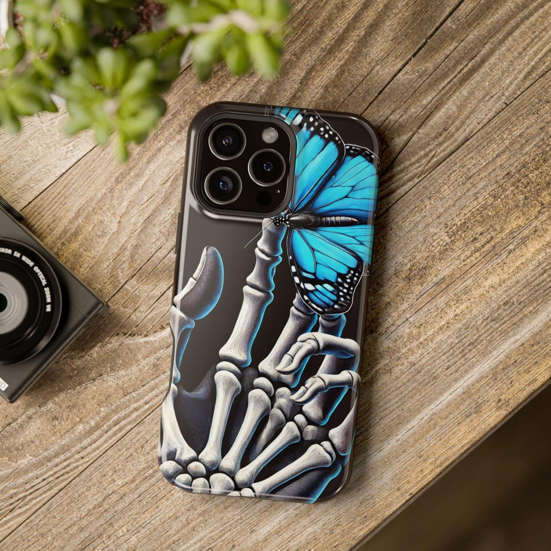 Skeleton Hand Phone Cover, Blue Butterfly Phone Case, iPhone Case Cover ...