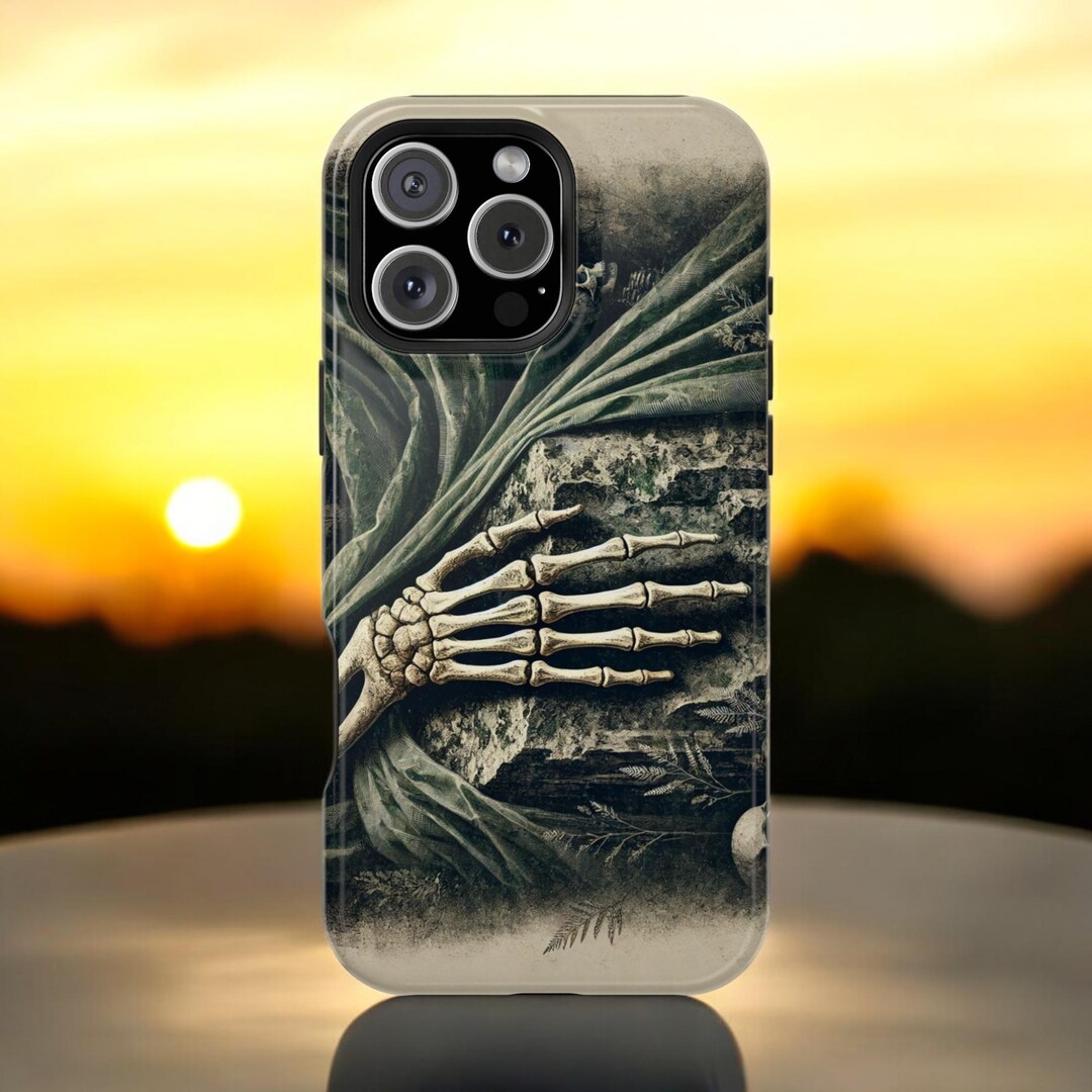 Gothic Skeleton Hand Phone Case - Spooky Vintage Halloween Aesthetic ...