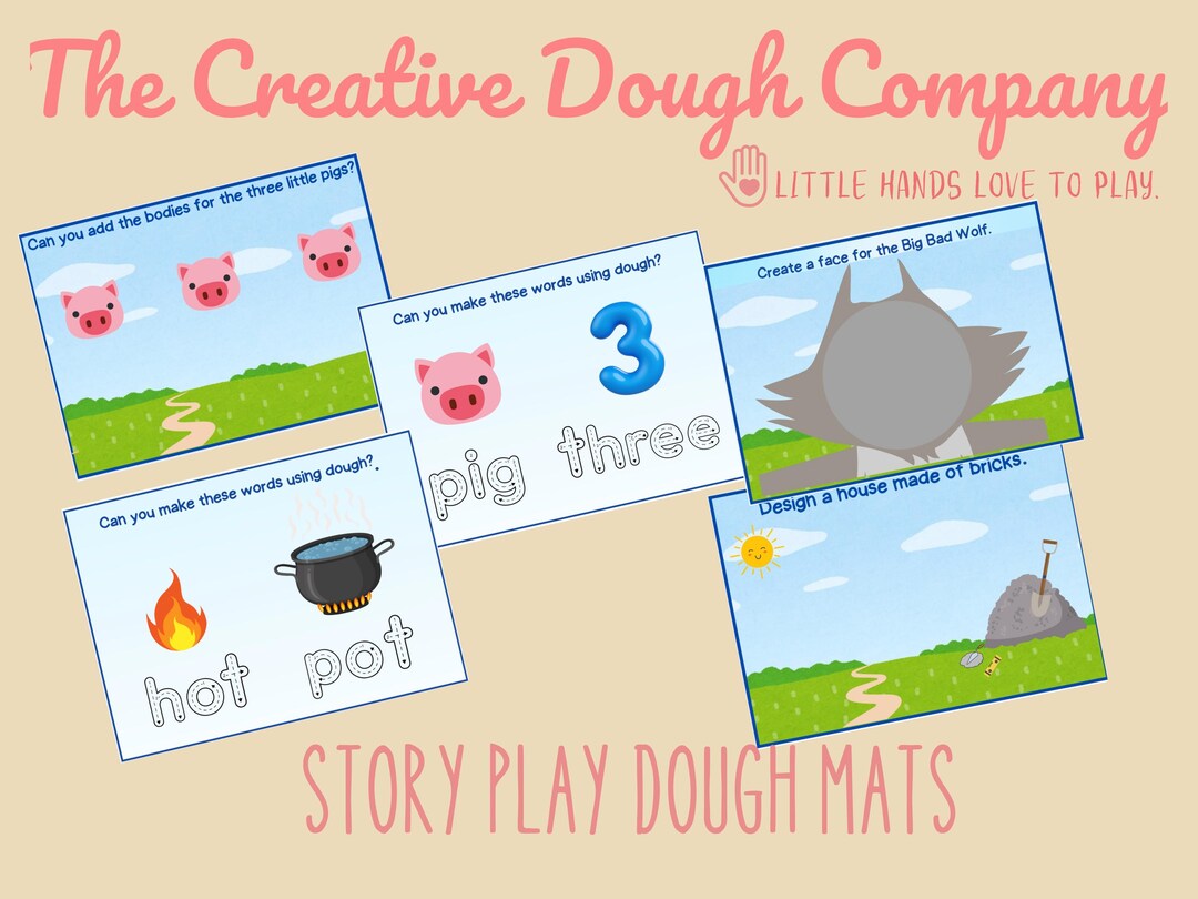 Three Little Pigs Play Dough Mat, DIGITAL DOWNLOAD, Printable Play ...