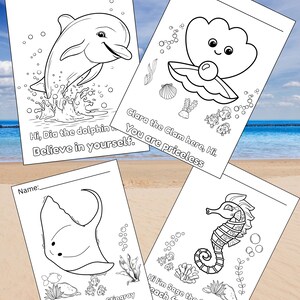 Kids 20 Page Sea Animals Colouring Pages With Inspirational Words ...