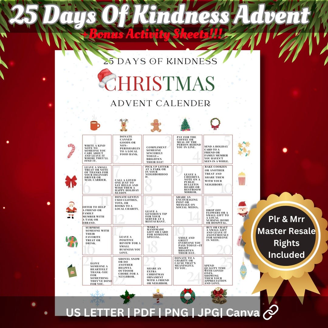 Advent Calendar | 2024 Christmas Countdown 25 Days of Kindness Calendar ...