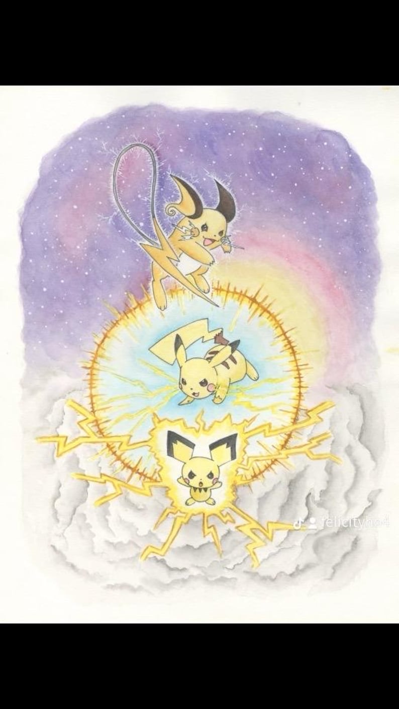 Pokémon Pikachu Raich Pichu Artwork A3 Print - Etsy