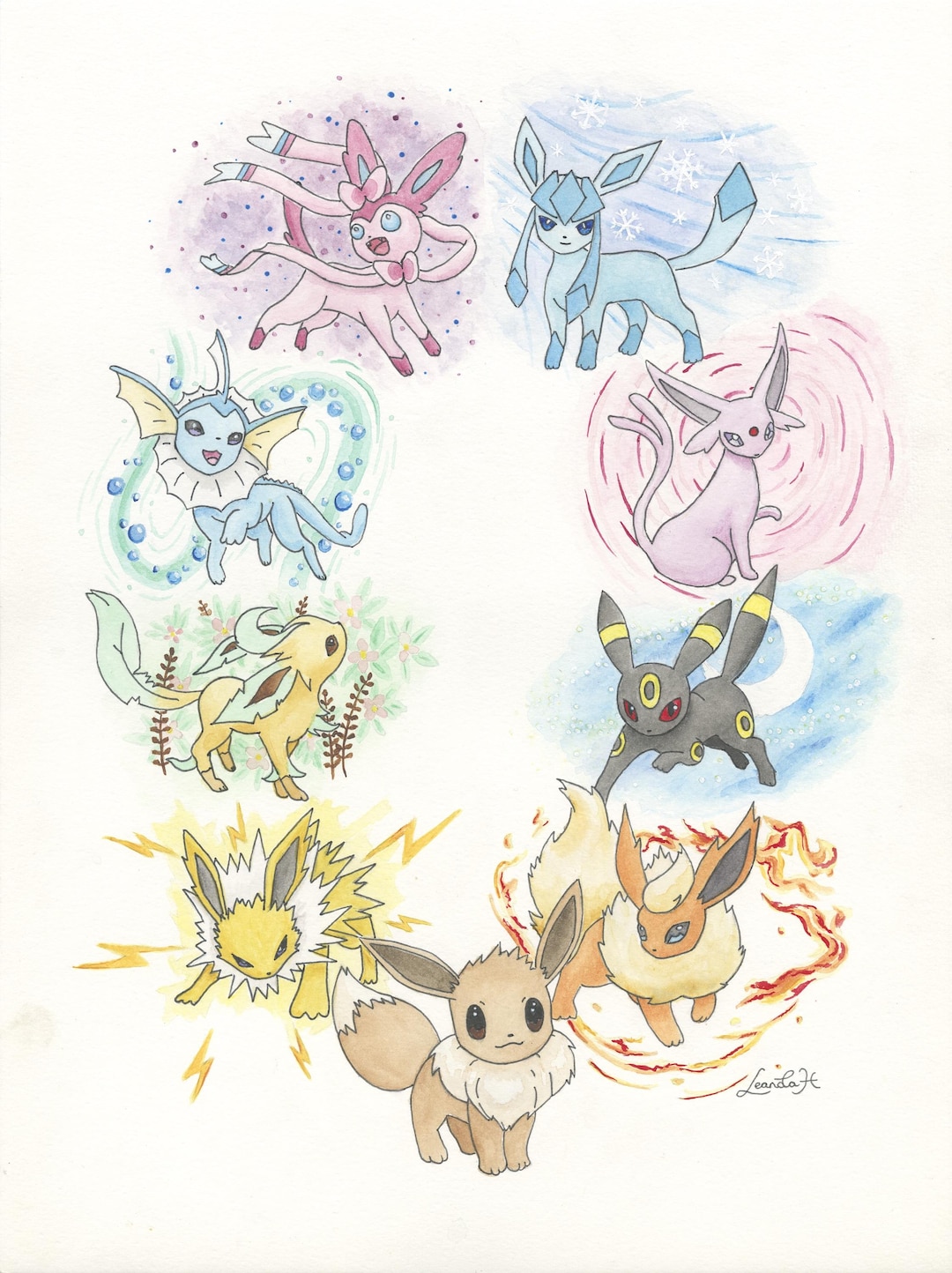 Pokemon Eeveelutions Print of Original Art A3 - Etsy